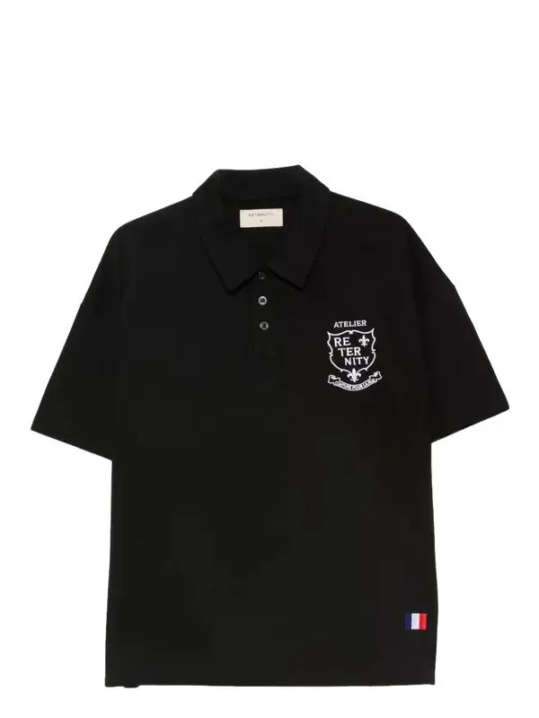 RETERNITY L'aterlier De La Rue Logo-embroidered Polo Shirt - Black