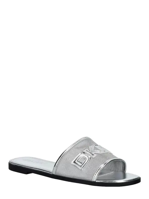 Dkny Logo Patch Mesh Sandals - Silver