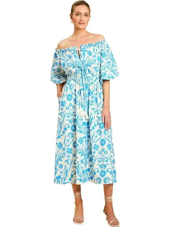 Mestiza New York Midi Dress With Cerulean Oasis Print - Red