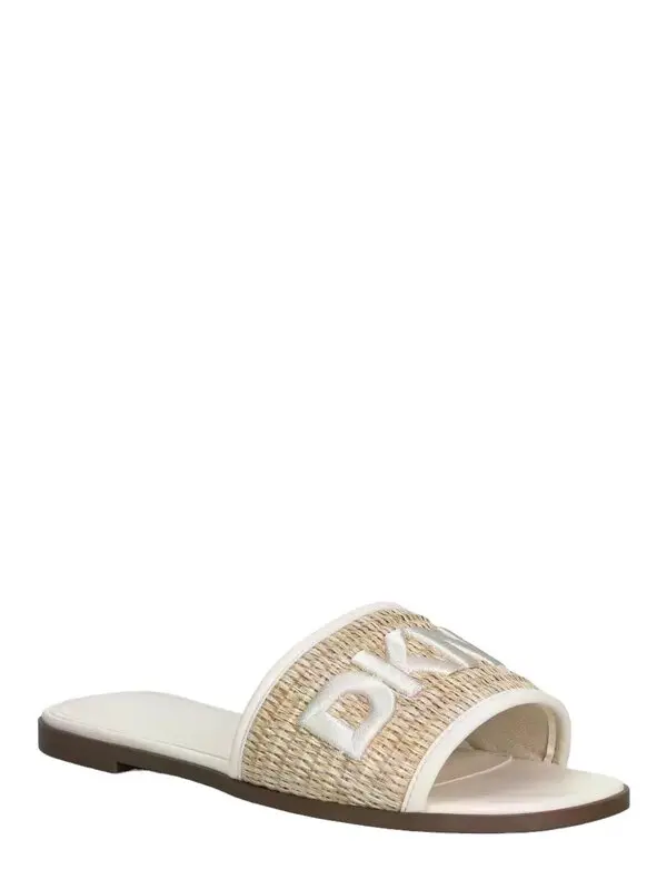 Dkny Logo-embroidered Woven Sandals - Neutrals