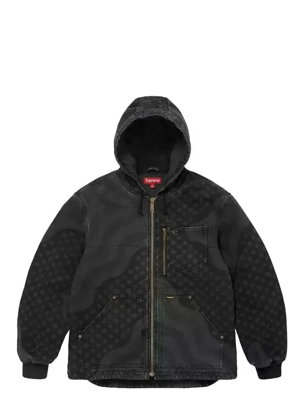 Supreme Flag-quilted Hooded Jacket - Black