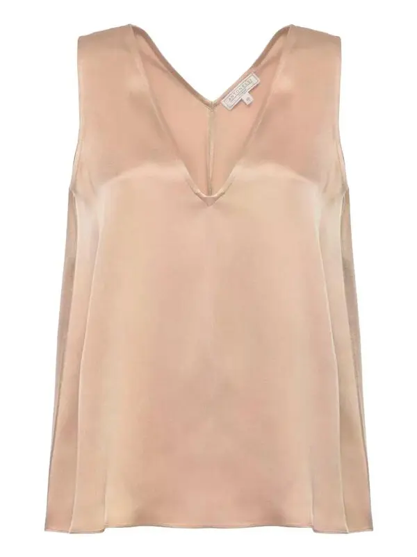 Antonelli Firenze Patent Finish V-neck Top - Pink