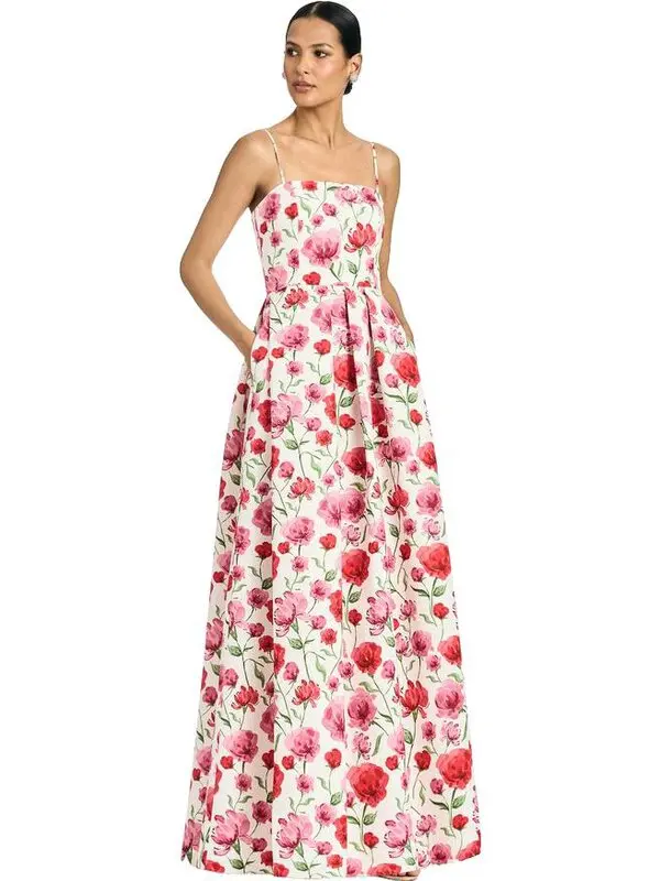 Sachin & Babi Watercolor Poppies Gown - Floral