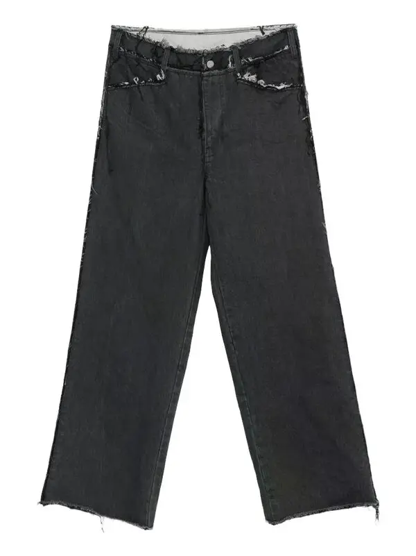 MIDORIKAWA Raw-cut Frayed-edge Jeans - Grey