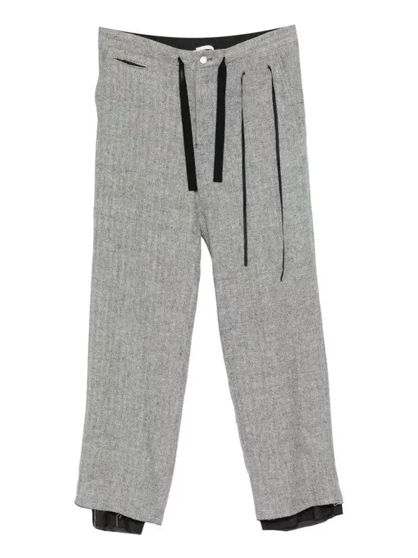 MIDORIKAWA Layered Herringbone Trousers - Grey