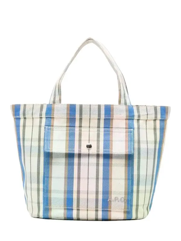 A.p.c. Check-pattern Flap-pocket Tote Bag - Blue