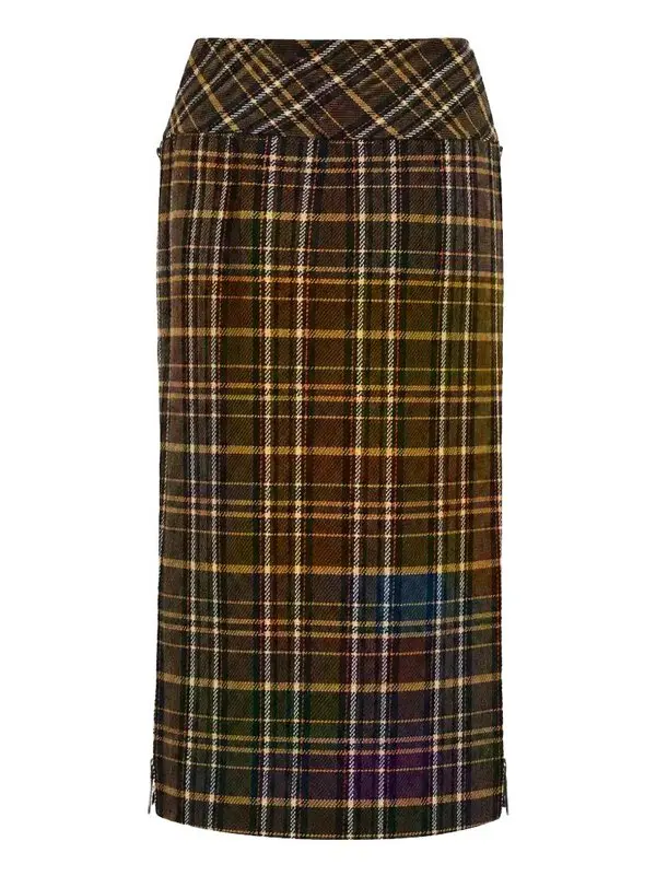 Dsquared2 Tartan Front-zip Midi Skirt - Brown