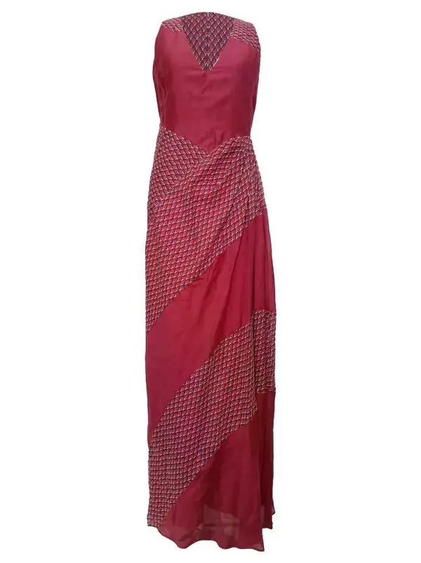Sportmax Printed V-neck Maxi Dress - Red