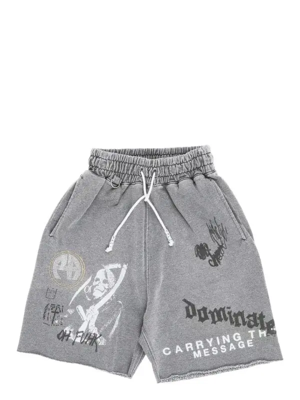 PALY Graphic-print Raw-edge Shorts - Grey