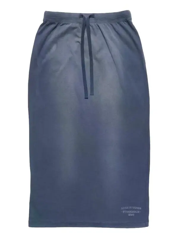Acne Studios Drawstring Logo Print Midi Skirt - Navy Blue