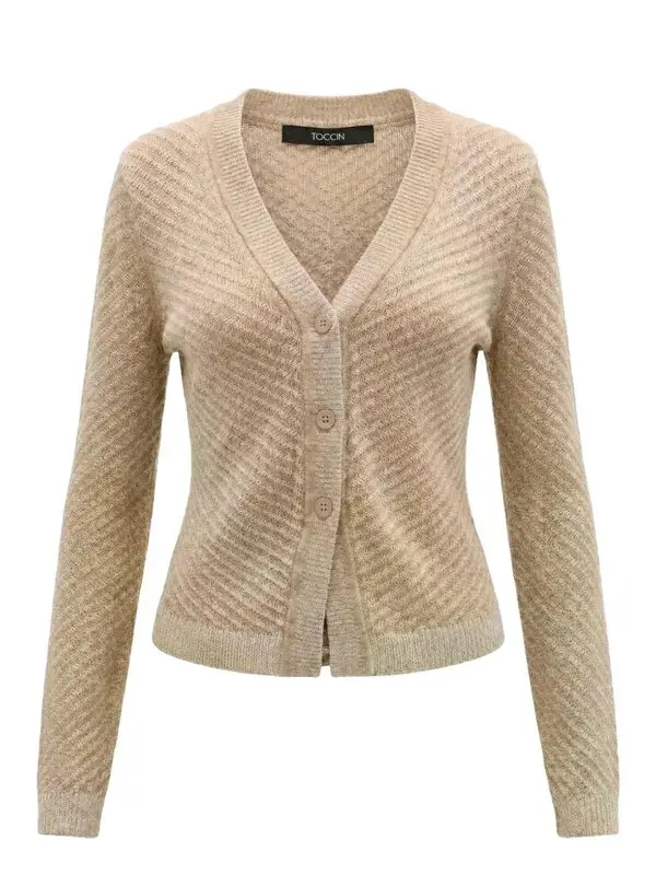 TOCCIN Bobby Chevron-knit Cardigan - Neutrals