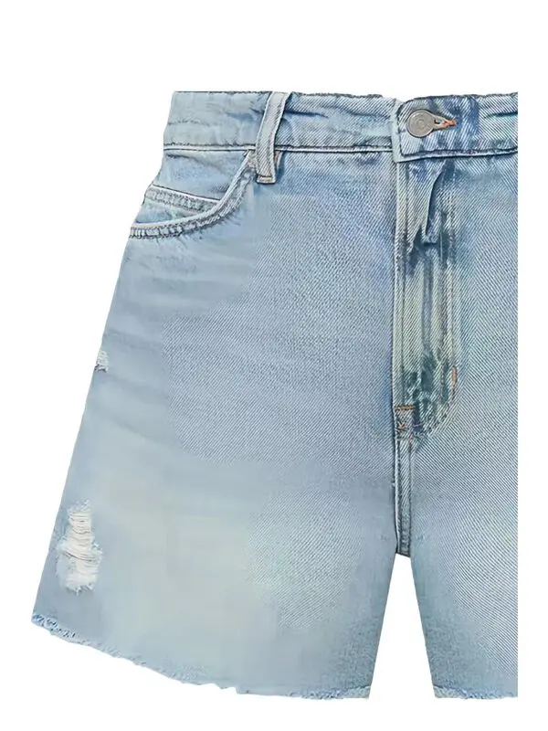 BOSS Distressed Frayed-hem Denim Shorts - Blue