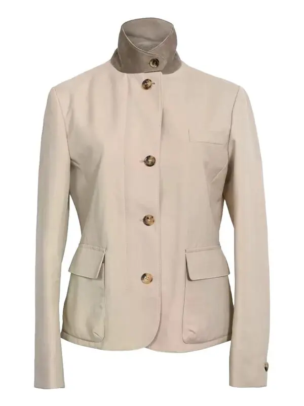 Loro Piana Beige Silk High Neck Jacket - Neutrals