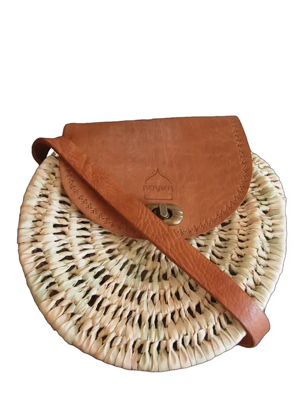 BERBER LEATHER Safi Rattan Cross-body Bag - Black