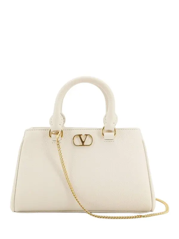 Valentino Garavani Vlogo Signature Mini Leather Handbag - White