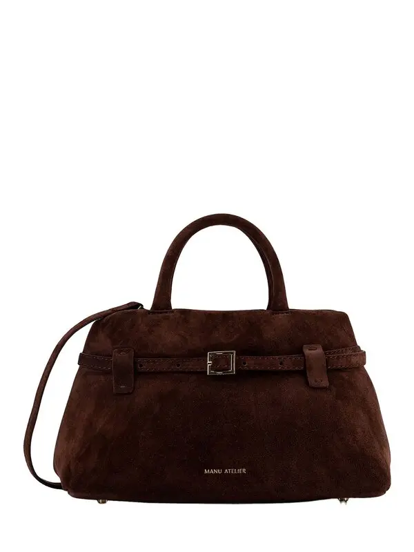 Manu Atelier Le Cambon 25 Suede Handbag - Brown