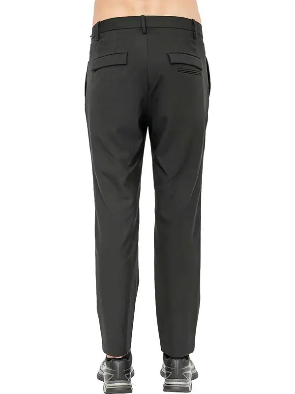 THE VIRIDI-ANNE Pleated Tapered Trousers - Black