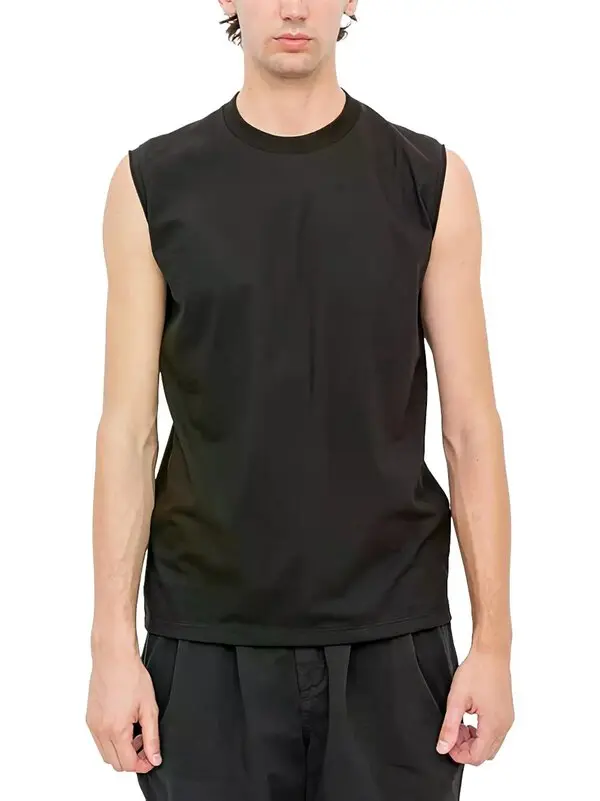 THE VIRIDI-ANNE Cotton Logo Embroidered Tank - Black
