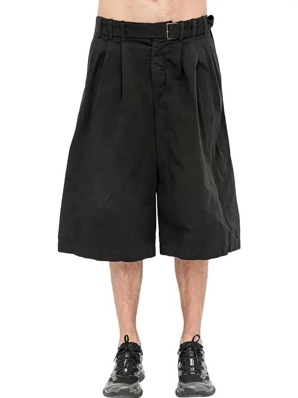 THE VIRIDI-ANNE Belted Bermuda Shorts - Black