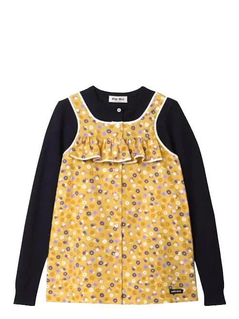Miu Miu Floral Print Poplin Top - Purple