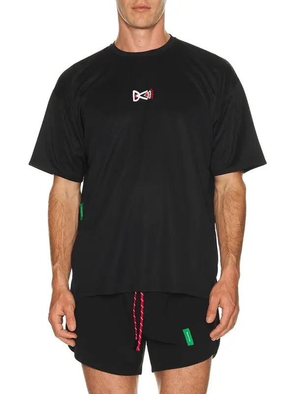 DISTRICT VISION Boxy Training Tee In Beige In Nude - Blcak