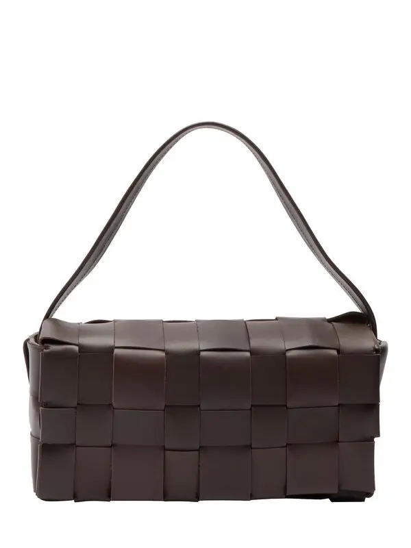 ST. AGNI Woven Envelope Slim Tote - Chocolate