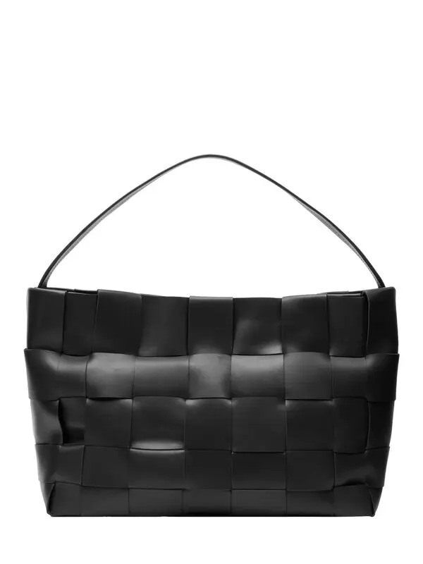 ST. AGNI Woven Leather Tote Bag - Black