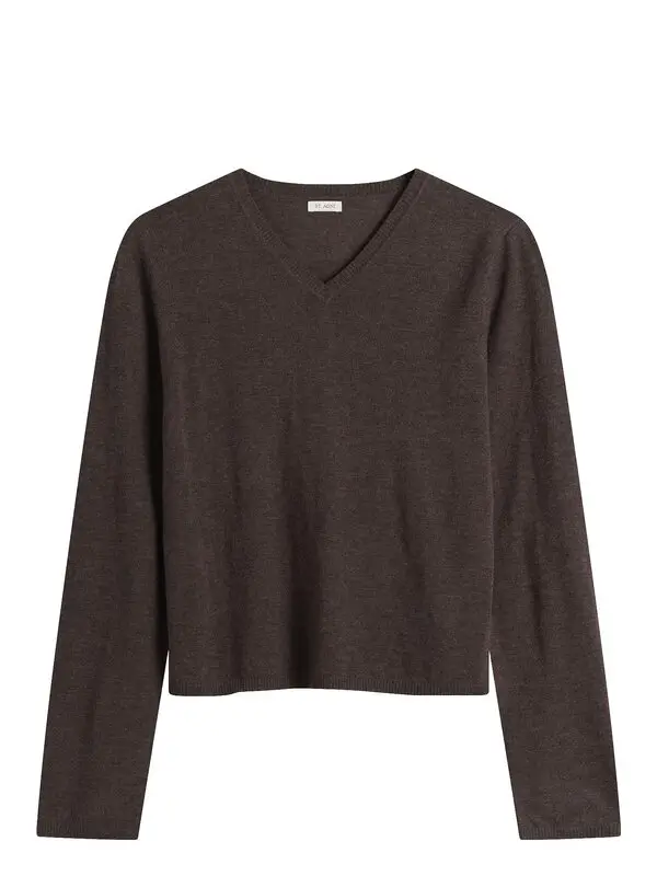 ST. AGNI Fine Merino V-neck Sweater - Mulch
