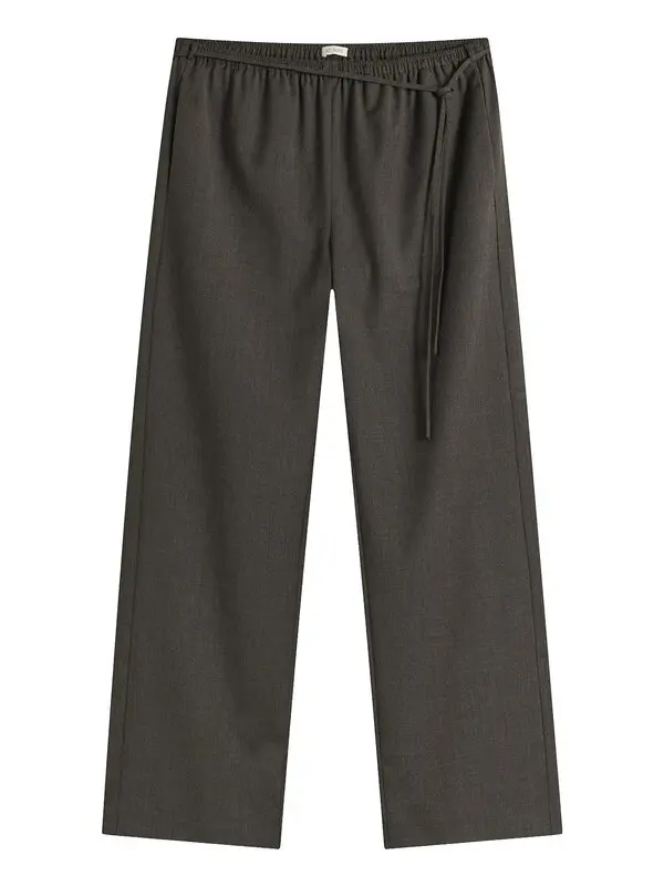 ST. AGNI Straight Leg Wool Blend Pants - Mulch
