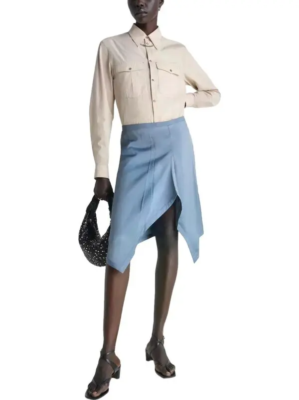 LEMAIRE Creased Foulard Skirt In Poly Viscose Twill - Blue