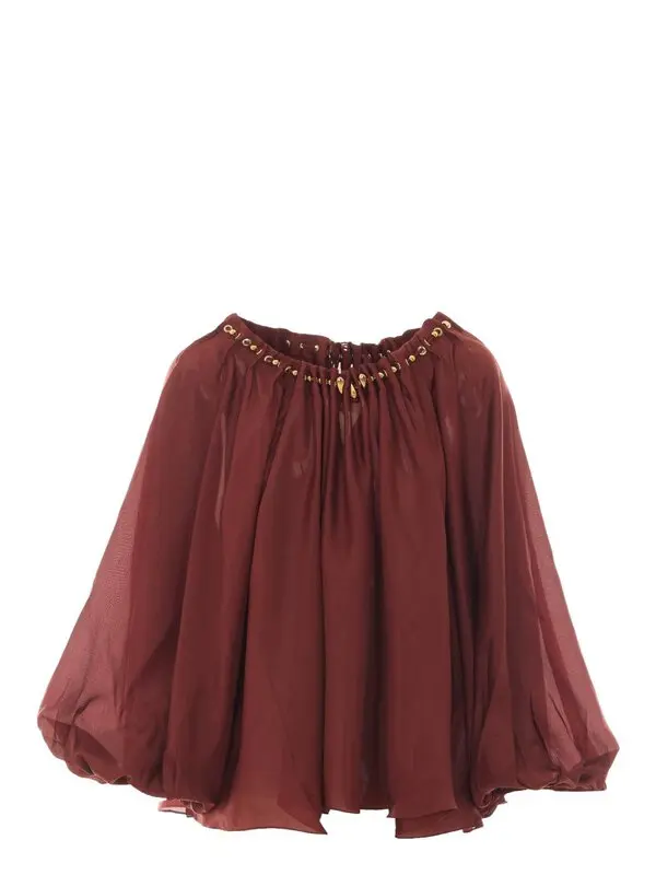 Zimmermann Aster Curled Blouse With Beads - Red