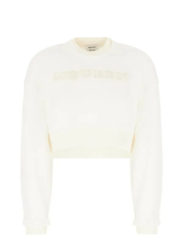 Alexander McQueen Cropped Sweatshirt With Embroidered Logo - Multicolor