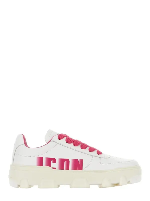Dsquared2 White Leather Lace Up Sneakers - Multicolor