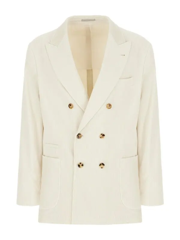 Brunello Cucinelli Corduroy Double-breasted Blazer - Multicolor