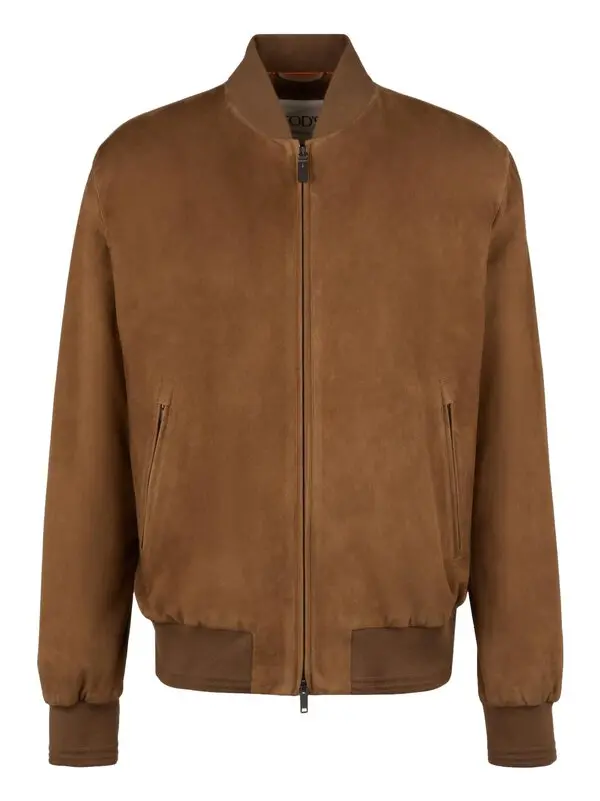 TOD'S Brera Bomber Jacket In Pashmy Suede - Brown