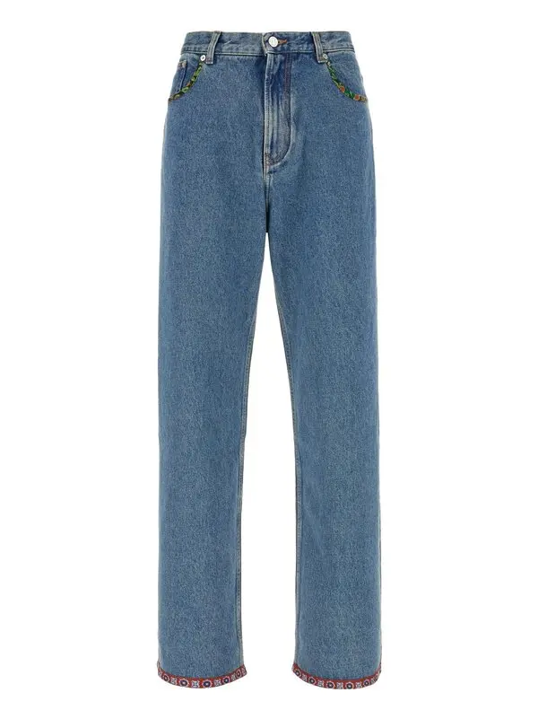 Valentino Garavani Embellished Straight Leg Jeans - Multicolor