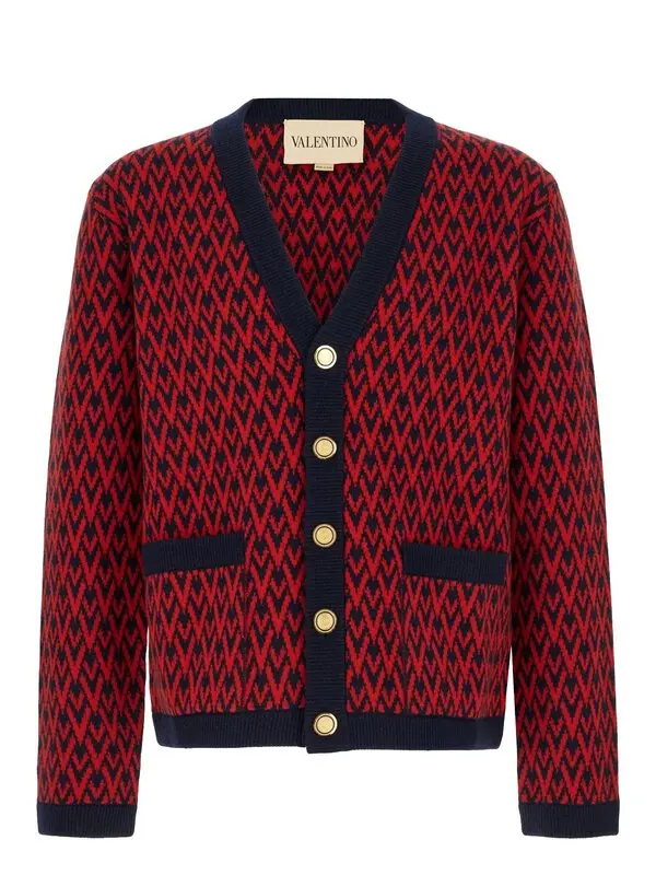 Valentino Garavani Cardigan With Geometric Pattern - Multicolor