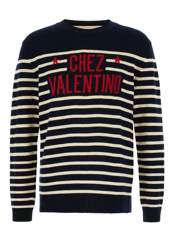 Valentino Garavani Striped Knitwear With Text Detail - Multicolor