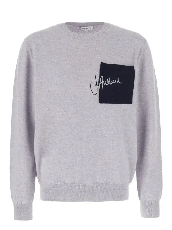 JW Anderson Ribbed Knit Pullover With Pocket Detail - Multicolor