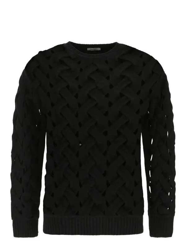 Valentino Garavani Black Textured Knit Sweater - Multicolor