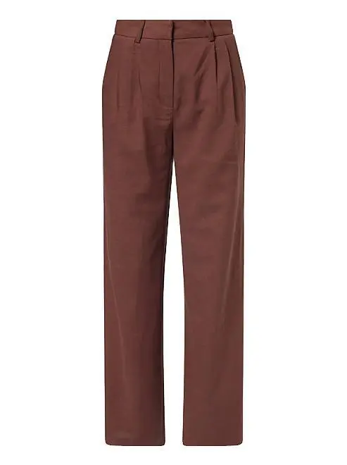 4TH & RECKLESS Lennie Tailored Cotton And Linen Blend Trousers - Brown