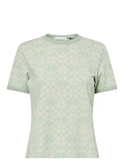 COACH Signature Ringer Cotton-jersey T-shirt - Mint