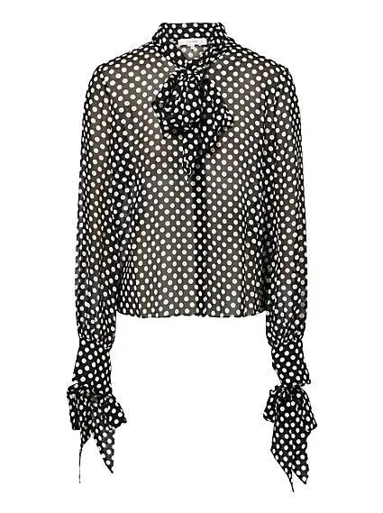 FRAME Polka Dot Silk Blouse - Black Multi