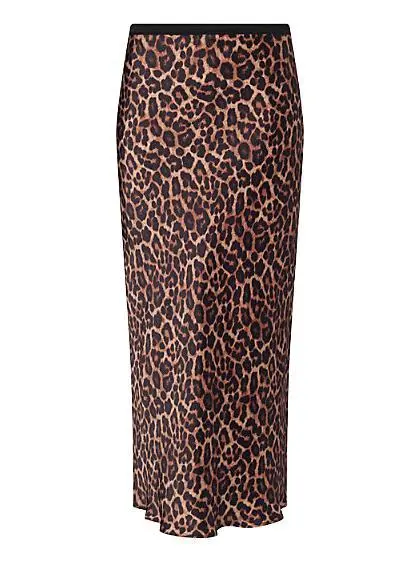 ANINE BING Print Silk Midi Skirt - Leopard