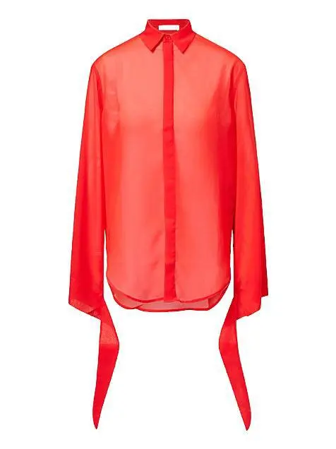 THE FRANKIE SHOP Verlin Sheer Chiffon Shirt - Red
