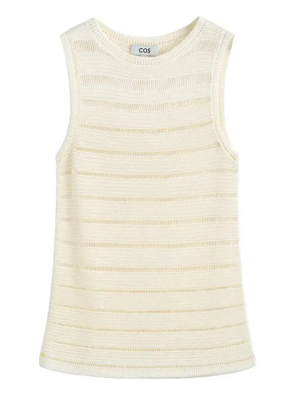 Cos Ladder-stitch Knitted Top - White