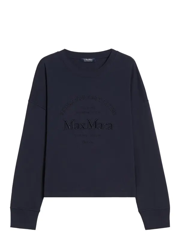 Max Mara Long Sleeve Embroidered Logo T-shirt - Navy Blue