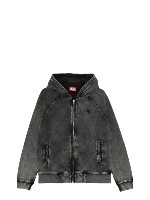 DIESEL® Faded Effect Zip-up Hoodie - Black