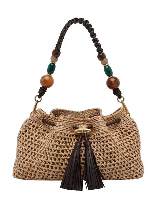 JIMMY CHOO Medium Cinch Shoulder Bag With Pearl Embellishments - Cream