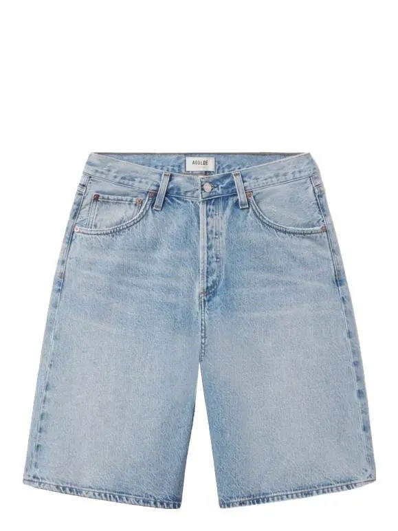 AGOLDE High-waisted Knee-length Denim Shorts - Blue
